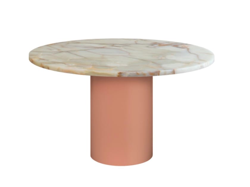 HIROKI ONYX Round onyx and steel table By e15