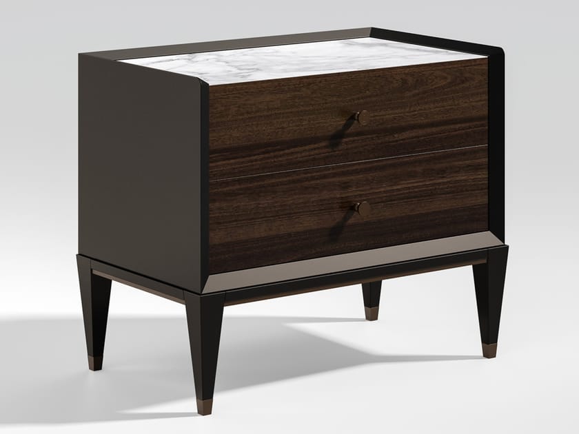 ECLIPSE Rectangular marble and wooden bedside table By CPRN HOMOOD | design Del Guerra Silvano