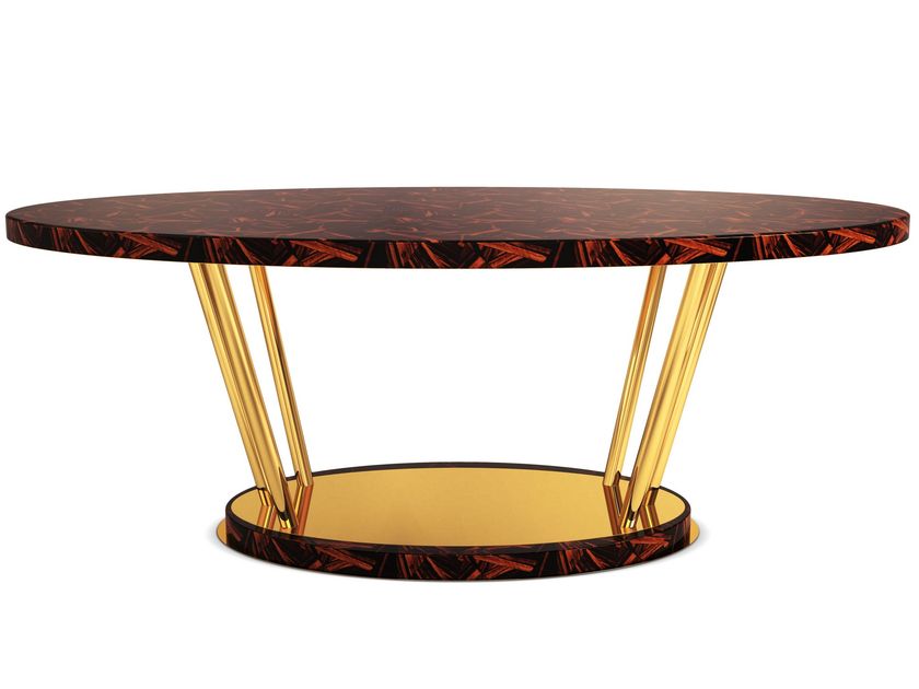 Oval wood veneer dining table EDSEL By Porustudio