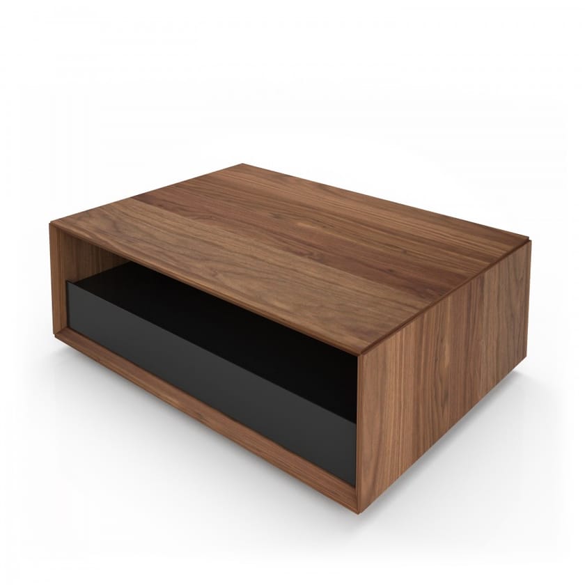 EDWARD Rectangular walnut coffee table with storage space By Huppé ...