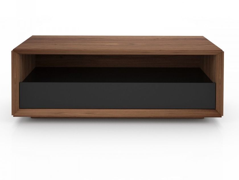EDWARD Rectangular walnut coffee table with storage space By Huppé ...