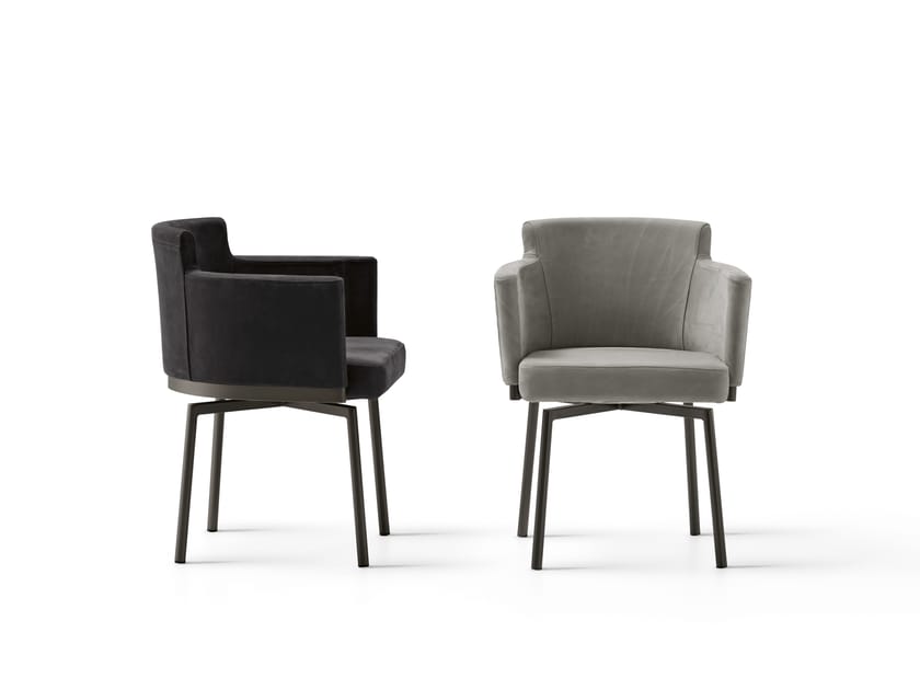 ELY Swivel leather easy chair with armrests By EFORMA | design Assmann + Kleene