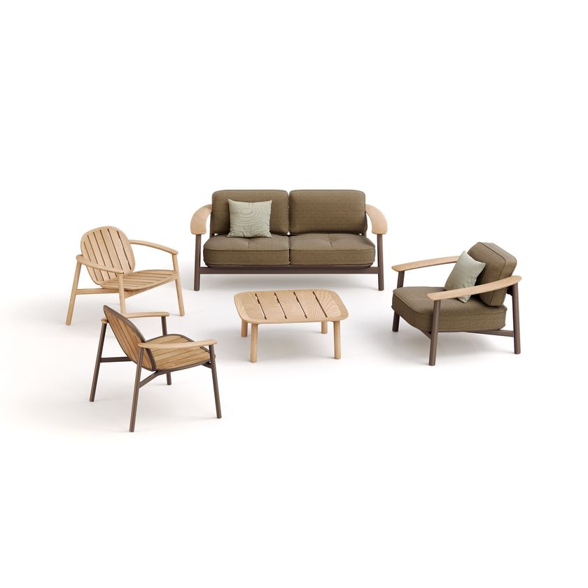 TWINS Tavolino basso da giardino in teak By emu | design Sebastian Herkner
