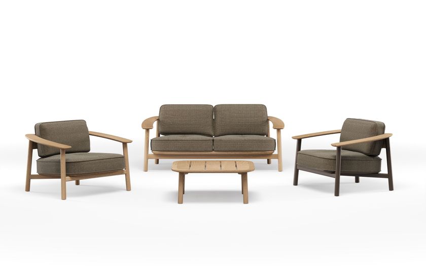 TWINS Tavolino basso da giardino in teak By emu | design Sebastian Herkner