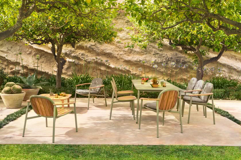 TWINS Mesa rectangular de teca para jardín By emu | design Sebastian Herkner