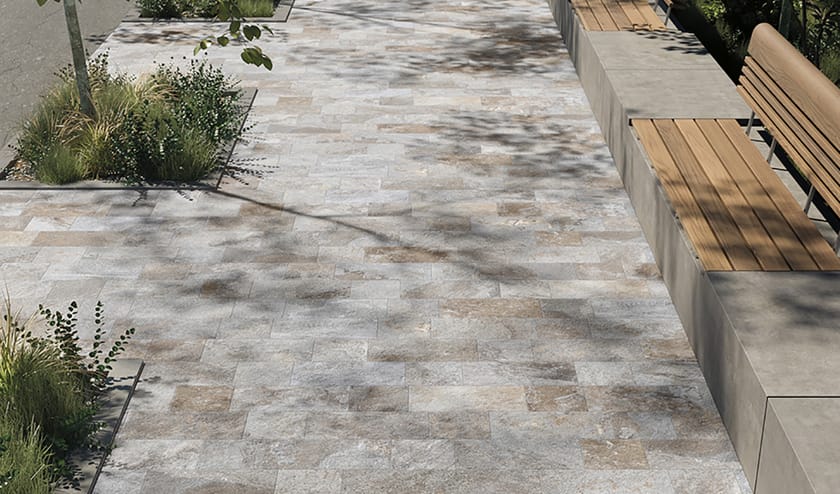 Porcelain stoneware outdoor floor tiles with stone effect EXTERNA ...