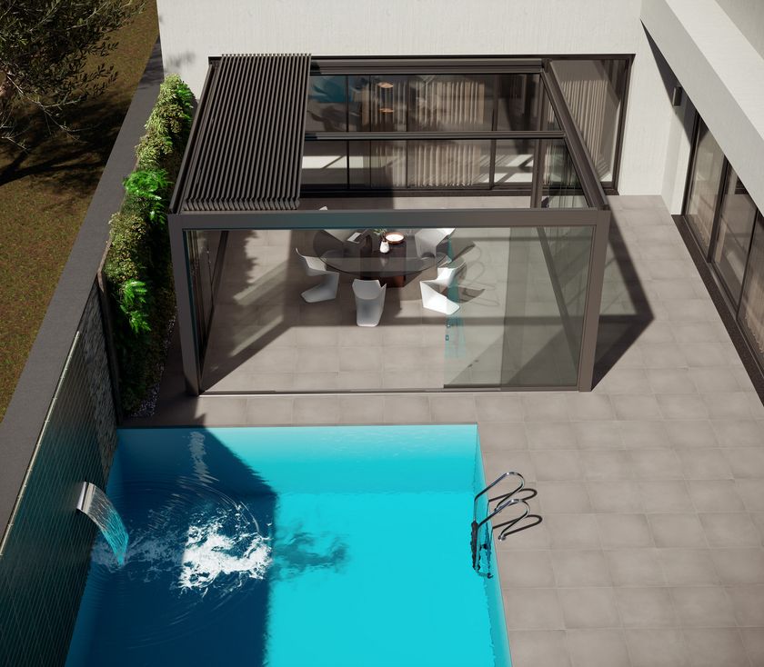Pérgola independiente de aluminio con luces integradas EXXEN By Suntech