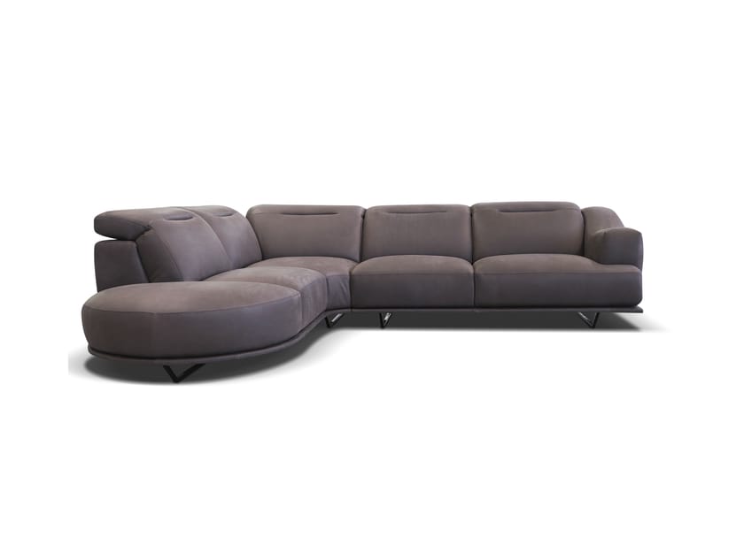 FELLINI | Sofá de esquina Sofá de cuero de esquina con reposacabeza By Rossini Sofas