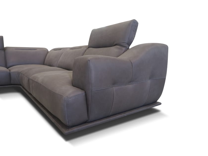 FELLINI | Sofá de esquina Sofá de cuero de esquina con reposacabeza By Rossini Sofas