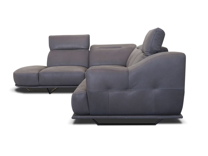 FELLINI | Sofá de esquina Sofá de cuero de esquina con reposacabeza By Rossini Sofas