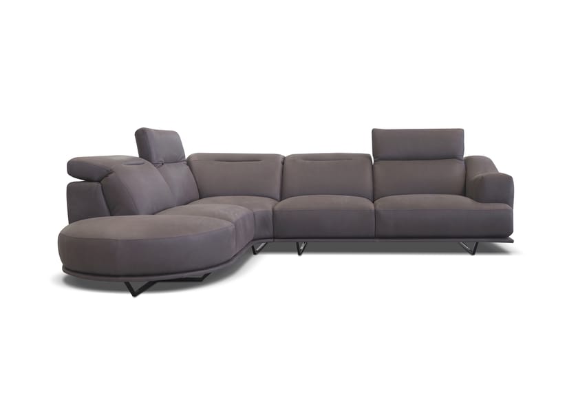 FELLINI | Sofá de esquina Sofá de cuero de esquina con reposacabeza By Rossini Sofas