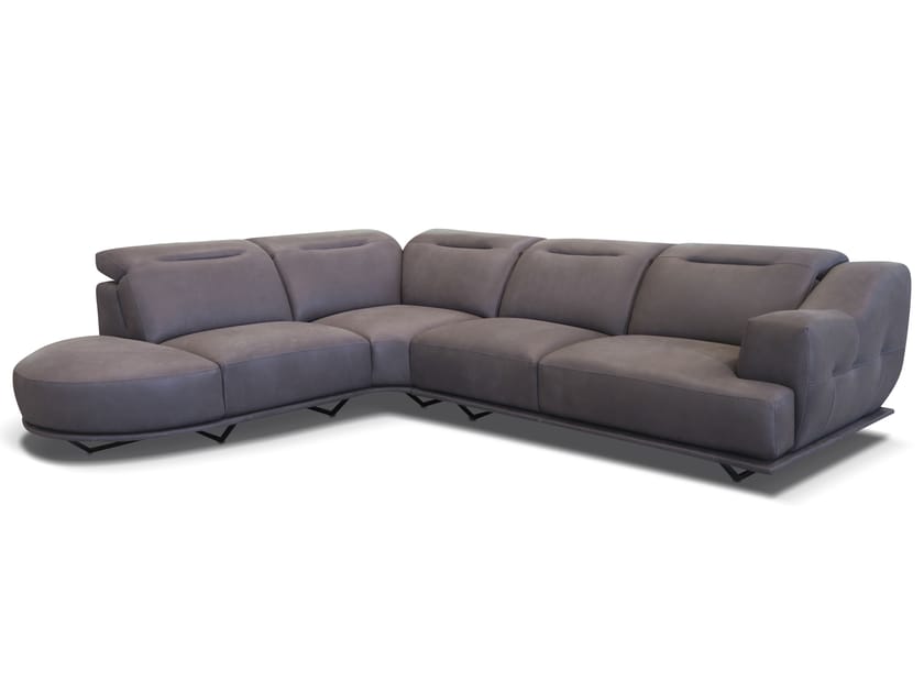 FELLINI | Sofá de esquina Sofá de cuero de esquina con reposacabeza By Rossini Sofas