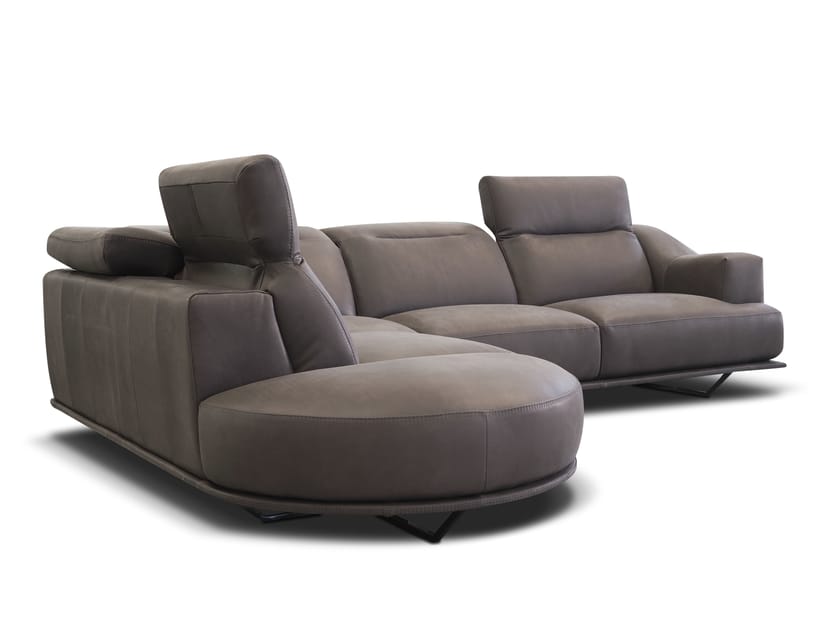 FELLINI | Sofá de esquina Sofá de cuero de esquina con reposacabeza By Rossini Sofas