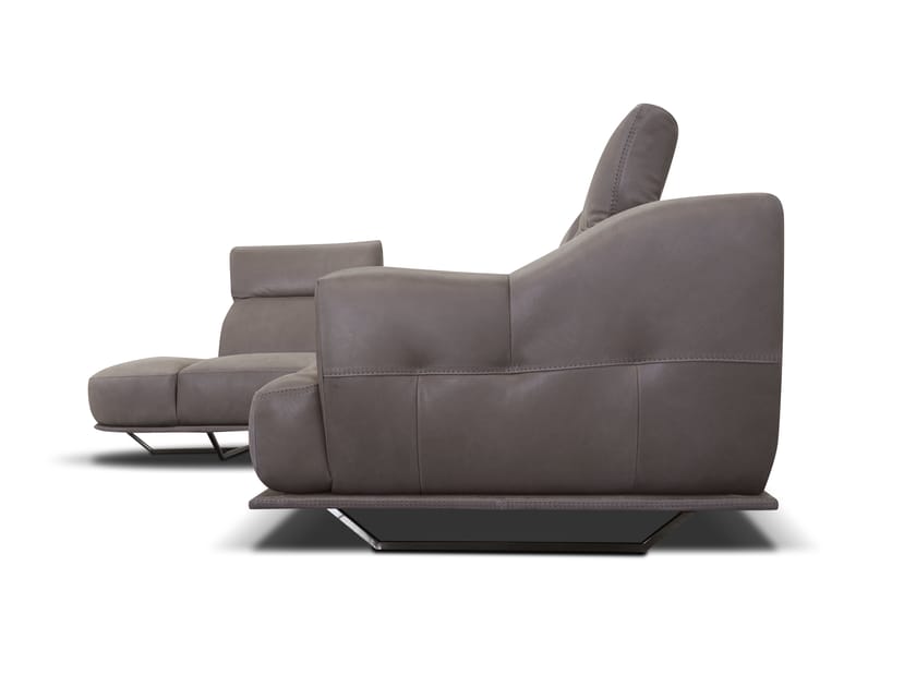 FELLINI | Sofá de esquina Sofá de cuero de esquina con reposacabeza By Rossini Sofas