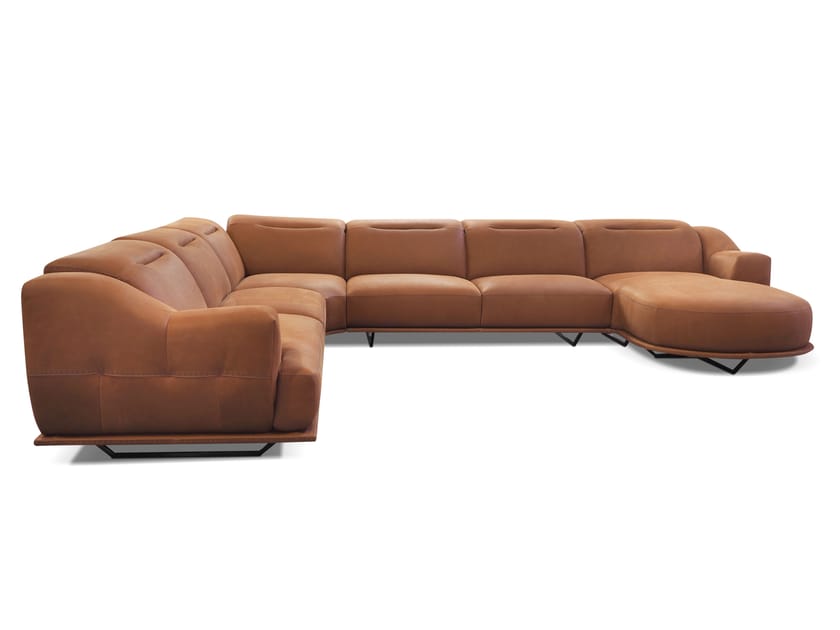 FELLINI | Sofa mit Récamiere Ecksofa aus Leder mit Récamiere By Rossini Sofas