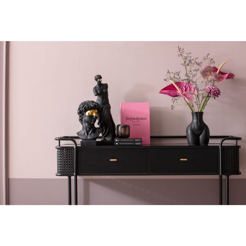 FENCE Rectangular steel and wood console table with drawers By KARE Design