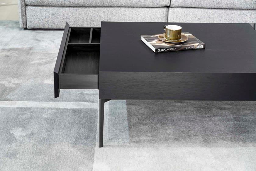 FLAMINGO Square wood veneer coffee table with drawer By CAMERICH