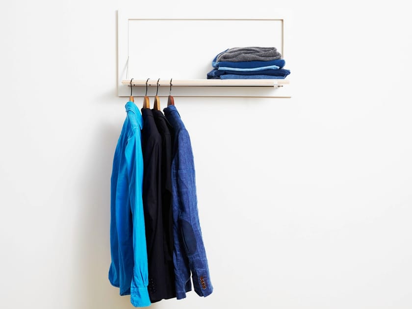 Wall-mounted plywood coat rack FLÄPPS HÄNGRAIL - WHITE Fläpps Hängrail ...