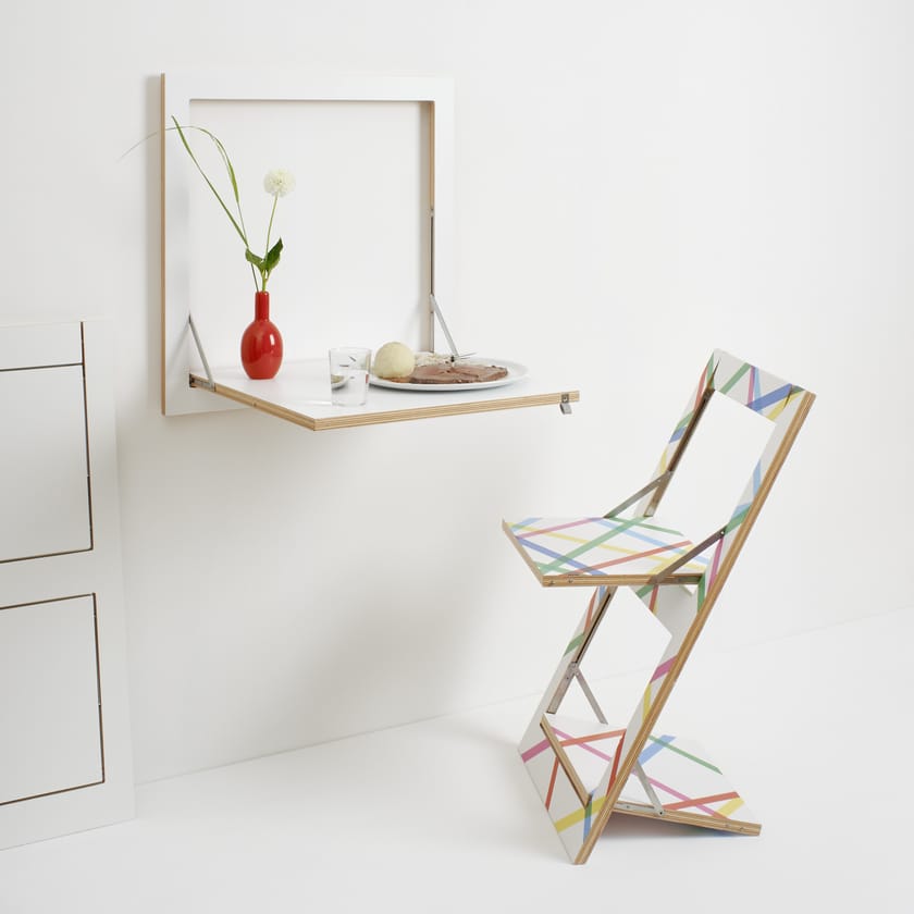 Wall mounted plywood kitchen table FLÄPPS KITCHEN TABLE - WHITE Fläpps ...