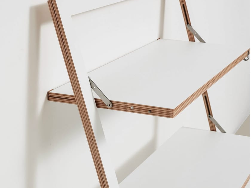 Lacquered plywood shelving unit FLÄPPS LEANINGSHELF - WHITE Fläpps ...