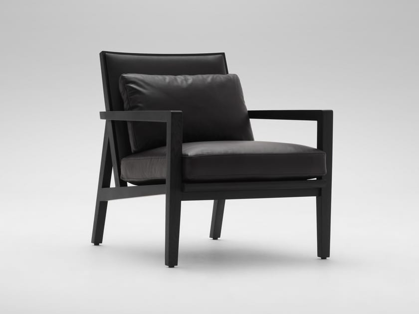 FLORA Leather armchair with armrests By CAMERICH