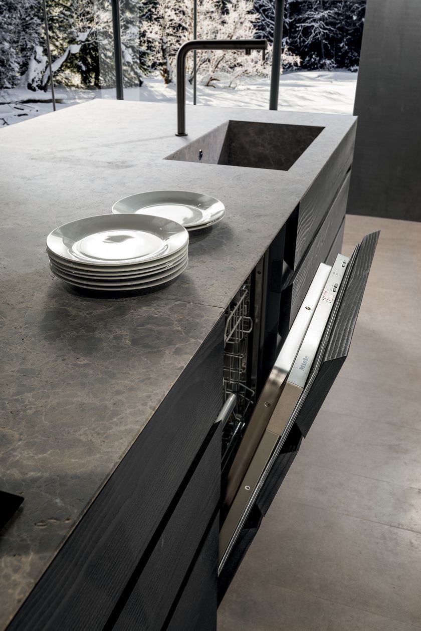 Cedarwood kitchen with island with integrated handles FLY FLOAT Fly ...