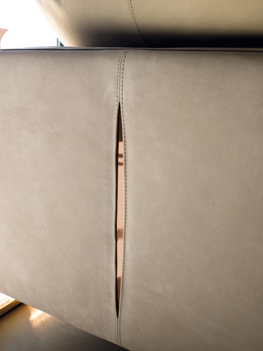 FOLD Modular leather sofa with chaise longue By Longhi | design ...