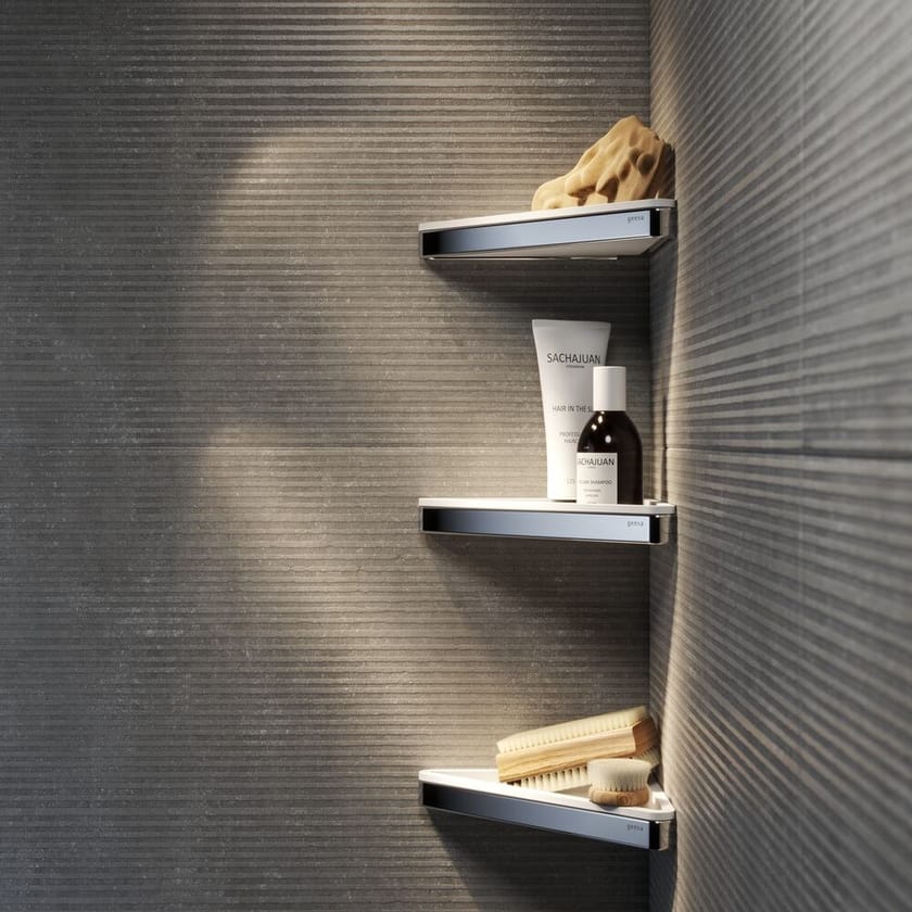 FRAME CHROME WHITE | Plastic bathroom wall shelf Metal bathroom wall ...