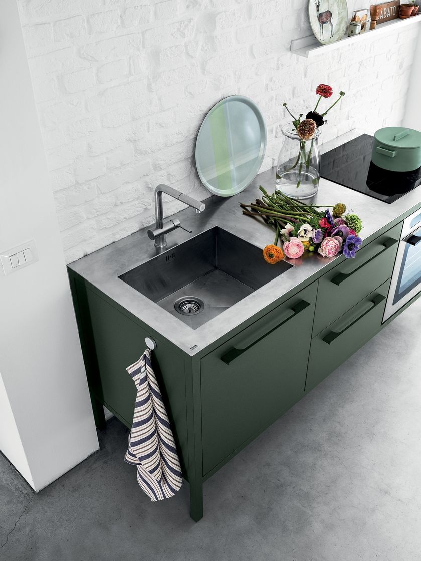 FRAME KITCHEN 3 UNITS Metal mini kitchen with handles By Fantin ...