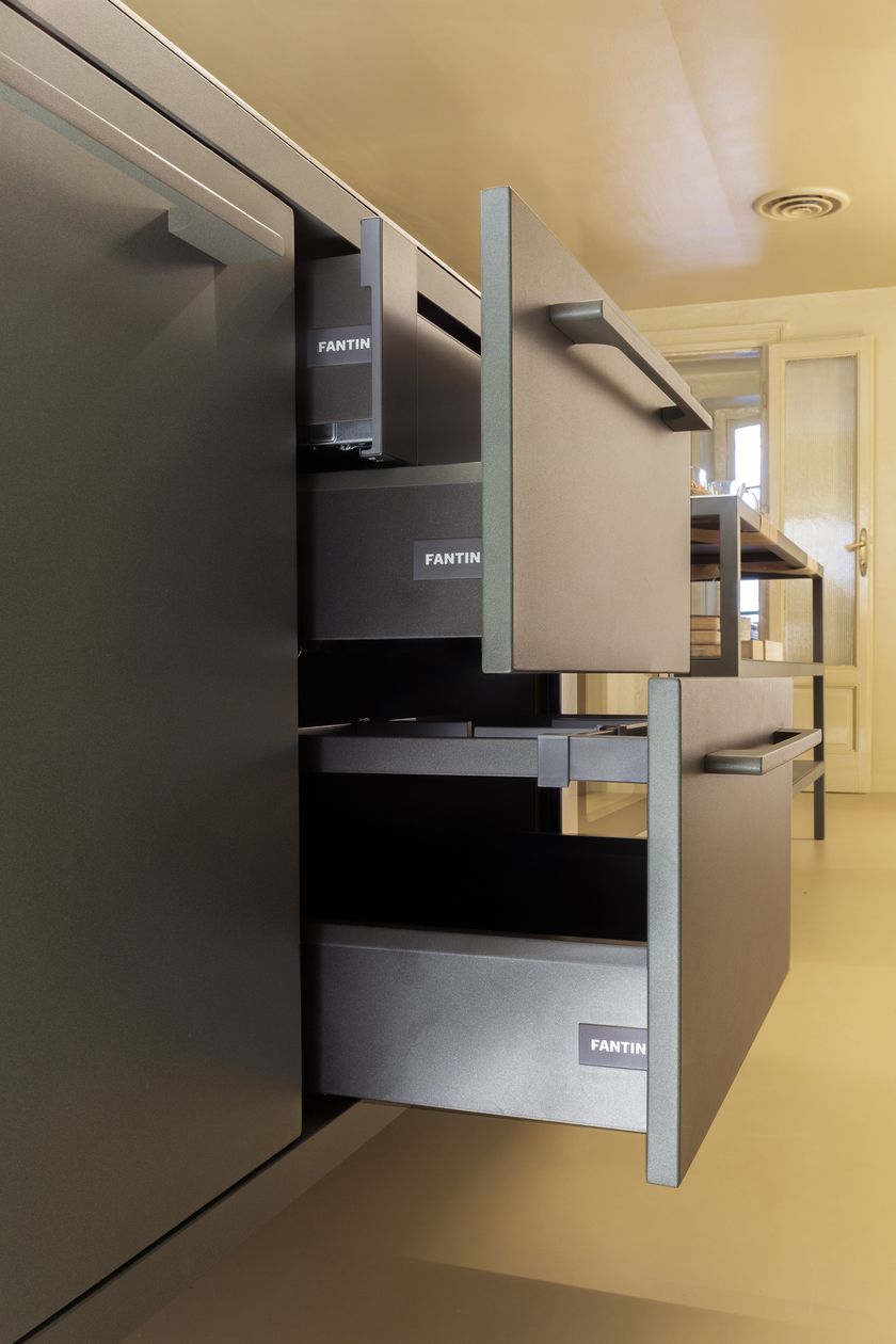 FRAME KITCHEN 3 UNITS Metal mini kitchen with handles By Fantin ...