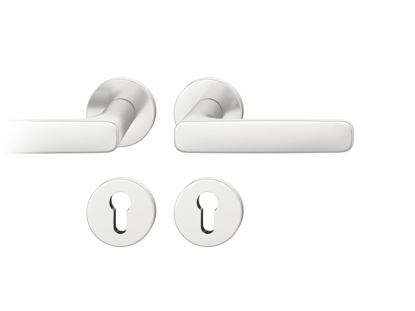 FSB 12 1289 Aluminium door handle on rose with lock By FSB