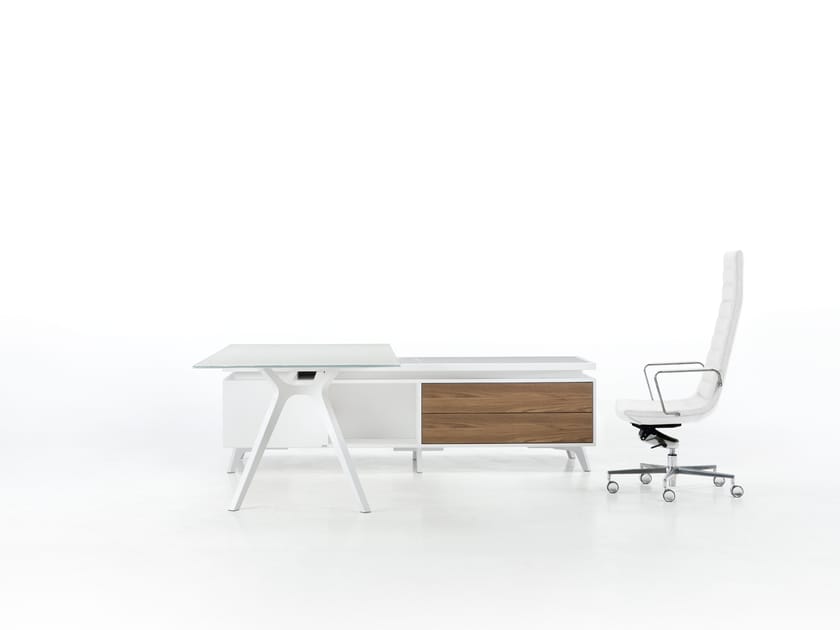 DR Sectional rectangular wood and glass office desk By FREZZA | design ...