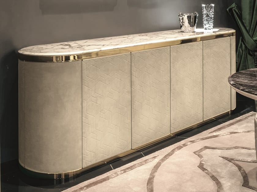 GORDON Leather sideboard with integrated lighting By Longhi | design ...