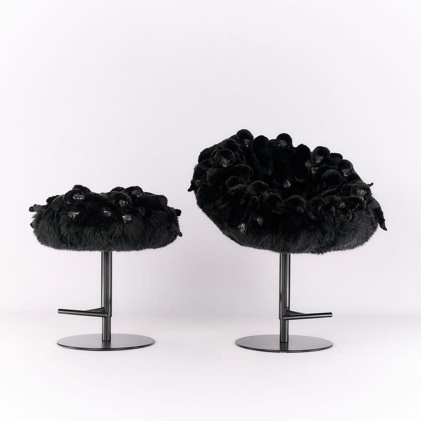 GORILLA | Stool Upholstered polyester stool height-adjustable By ...