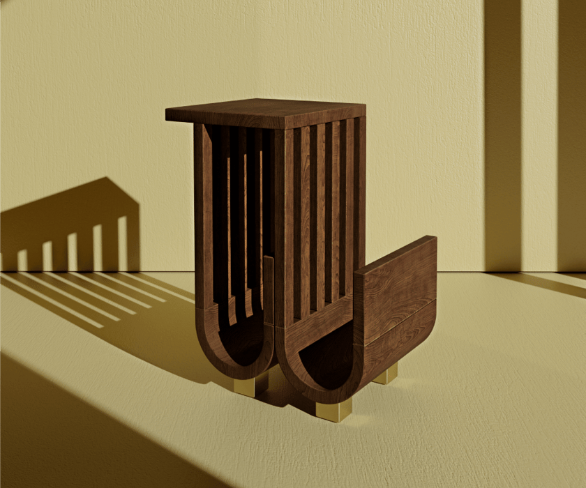 Walnut high side table with integrated magazine rack GOSCHEN By Wood ...