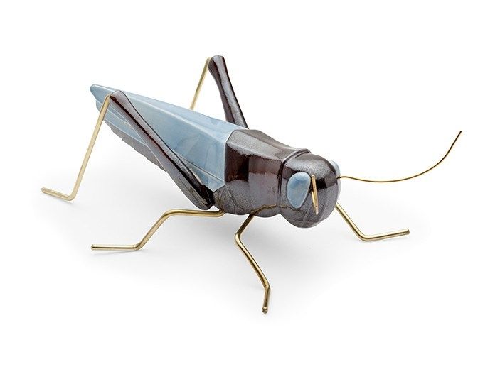 Ceramic decorative object GRASSHOPPER BLUE Fauna color Collection By ...