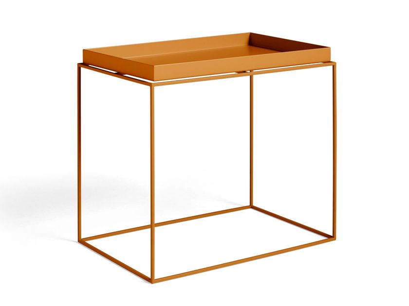Rectangular steel side table with tray HAY - TRAY TABLE L TOFFEE By ...