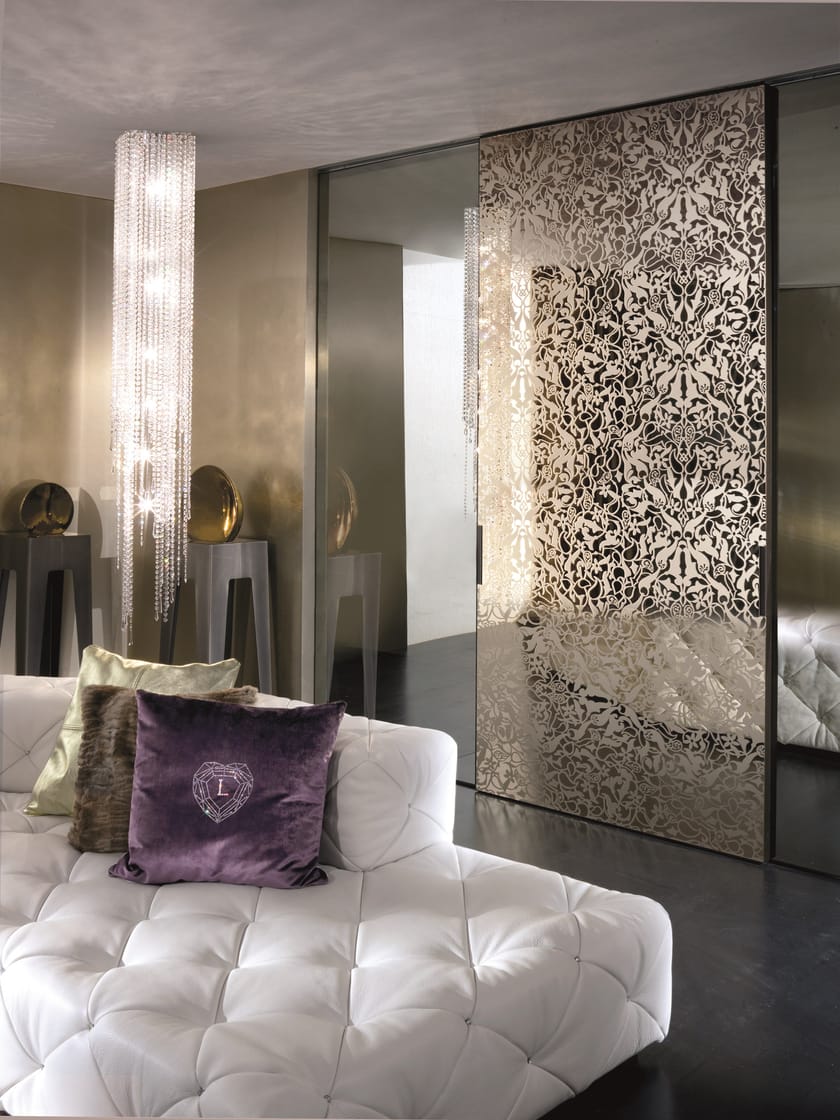 Porta scorrevole in vetro a specchio HEADLINE | Porta in vetro a ...