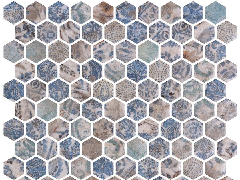 HEX CRAQUELE Indoor/outdoor glass mosaic By ONIX