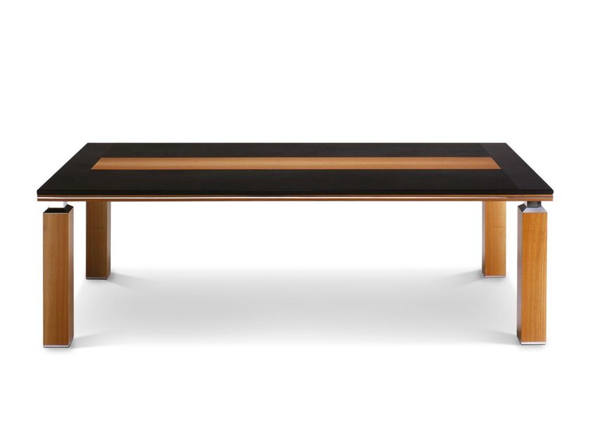 ARES Rectangular leather and melamine-faced chipboard office desk By i ...