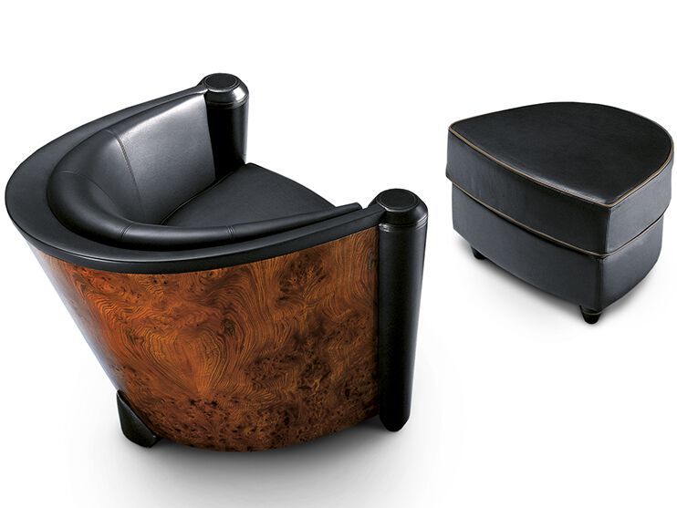 MARNIE Leather and fabric armchair with armrests By i 4 Mariani ...