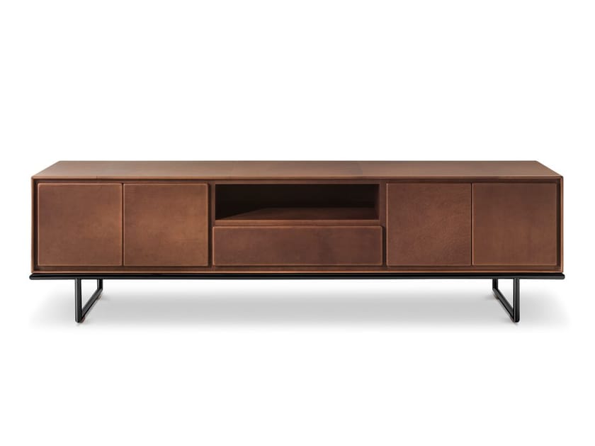 SLICK Leather sideboard with doors By i 4 Mariani | design Mauro Lipparini