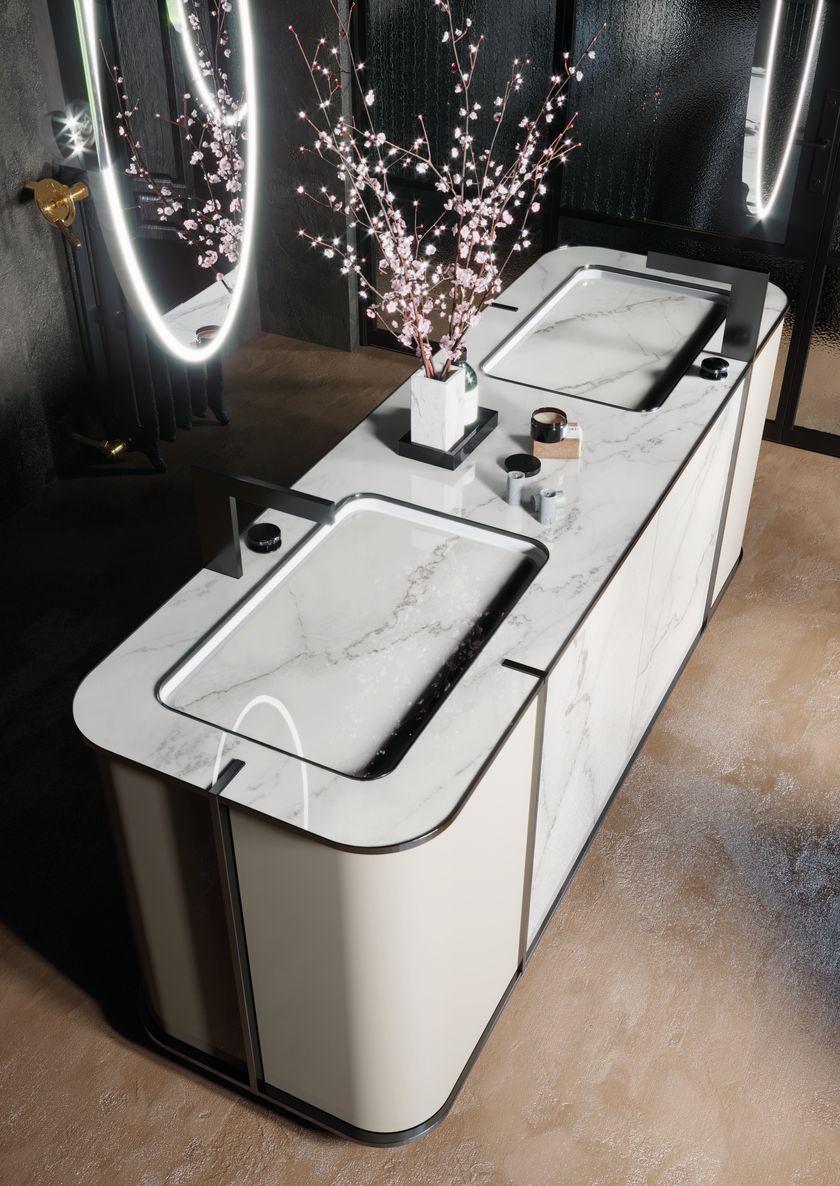 Double vanity unit with integrated washbasin INSPIRATION DOUBLE ...