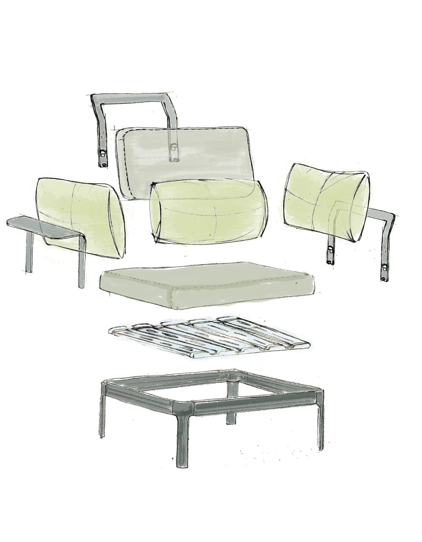 ALUALU SOFA Outdoor fabric sofa with removable lining By isOnAir