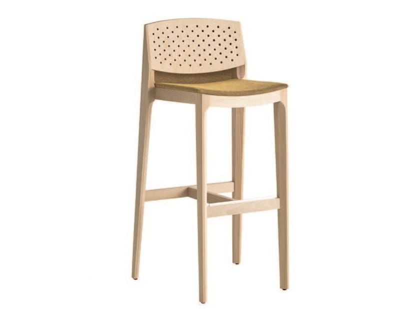 High wooden stool with back ISA 141BP Isa Collection By Capdell design Vicent Martínez