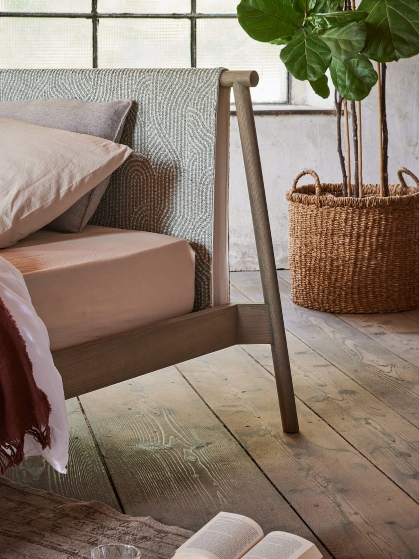 JACK Double bed with fabric and wooden structure By Bolzan Letti ...