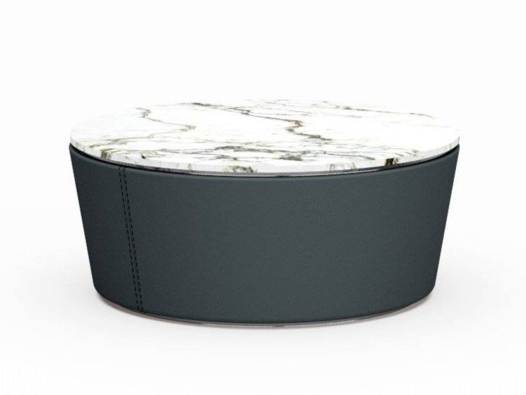 Swivel marble coffee table with leather base JUPITER Supernova ...