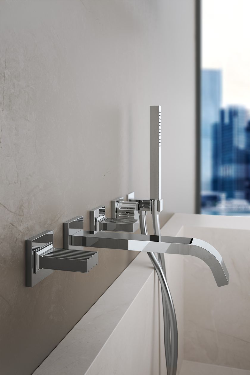 KEA 5 hole wall-mounted brass bathtub set By Rubinetterie Treemme ...