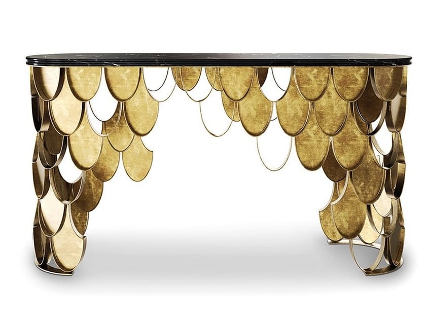 KOI Oval brass console table By BRABBU