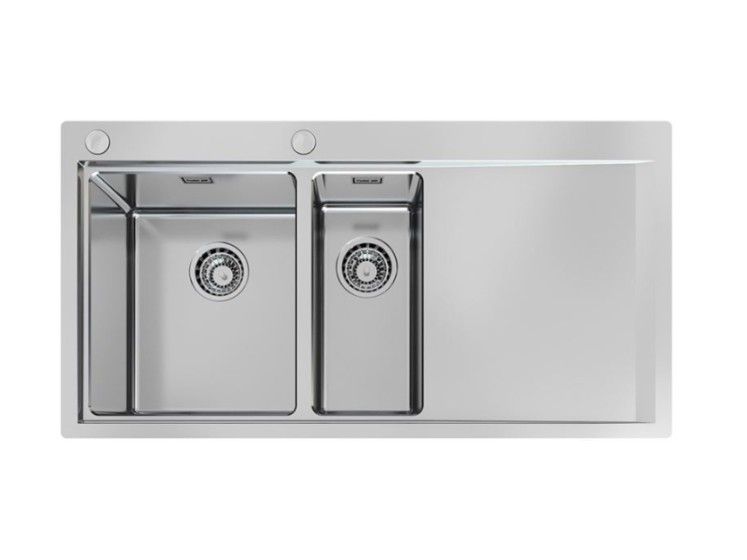 1 1/2 bowl flush-mounted stainless steel sink with drainer MASTER 2VDX ...